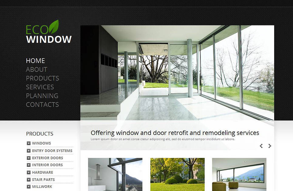 Window Manufacturer Website Template with Vertical Navigation - MotoCMS