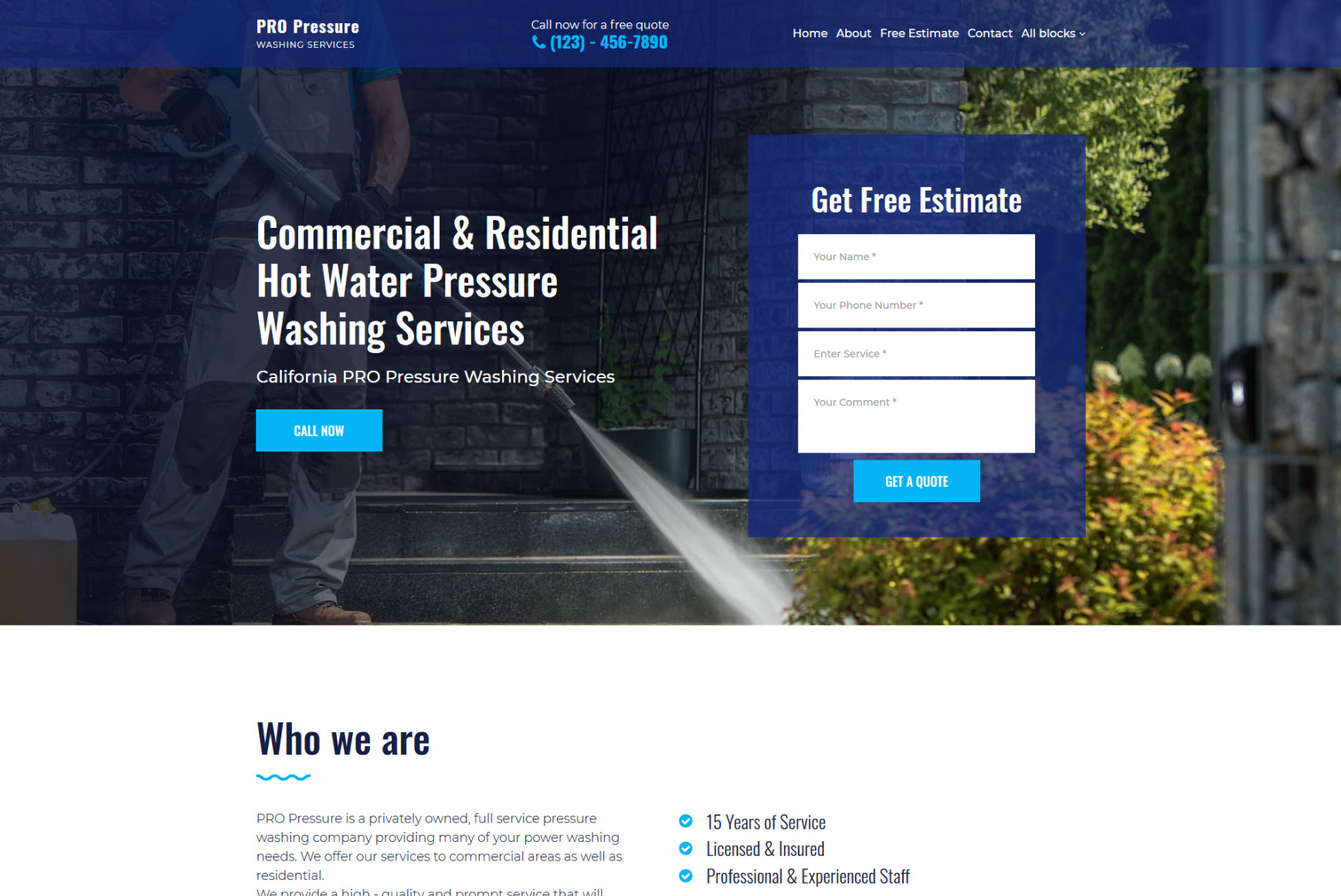 Power & Pressure Washing Landing Page Template - MotoCMS