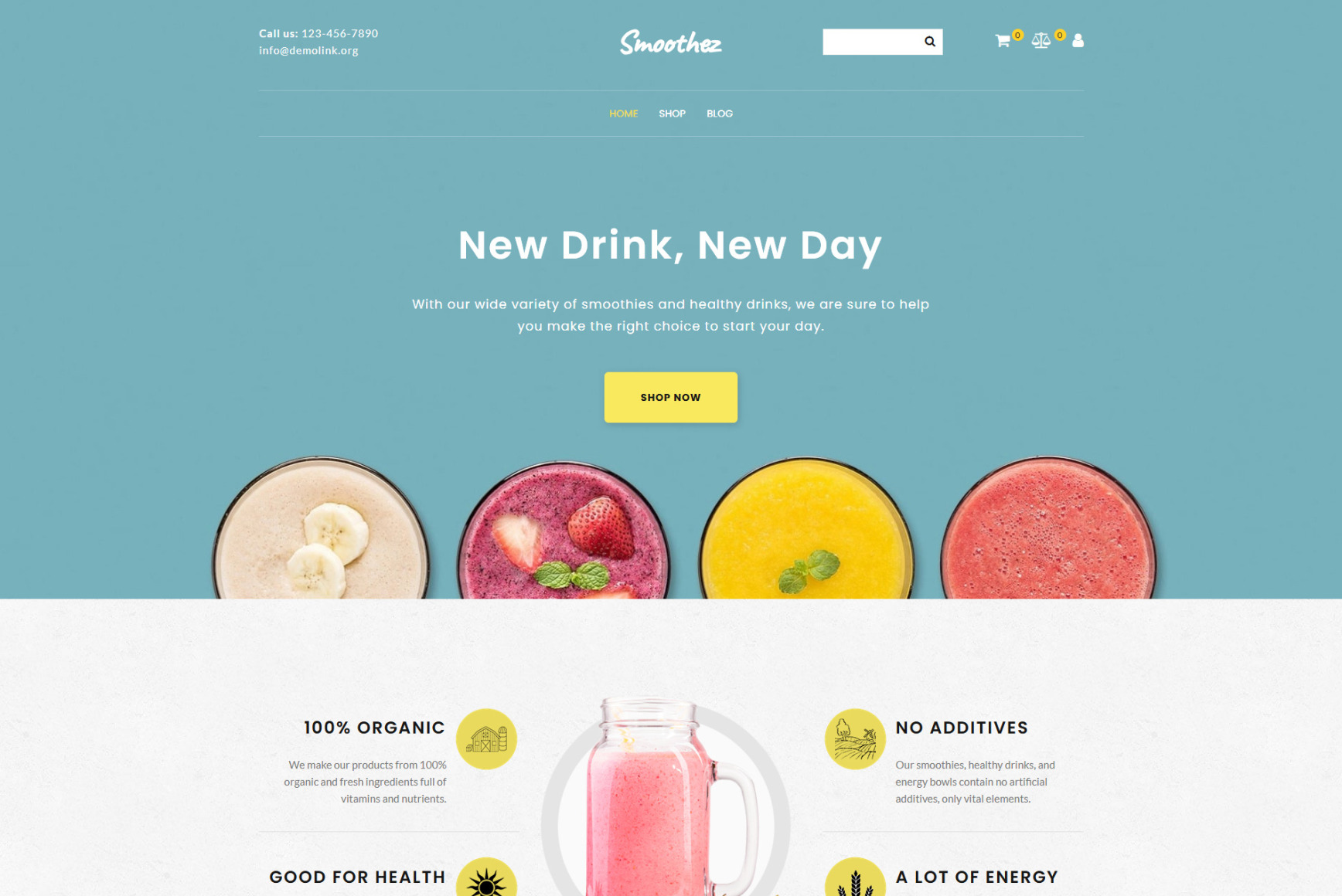Smoothie Website Template for Beverages Shop - MotoCMS