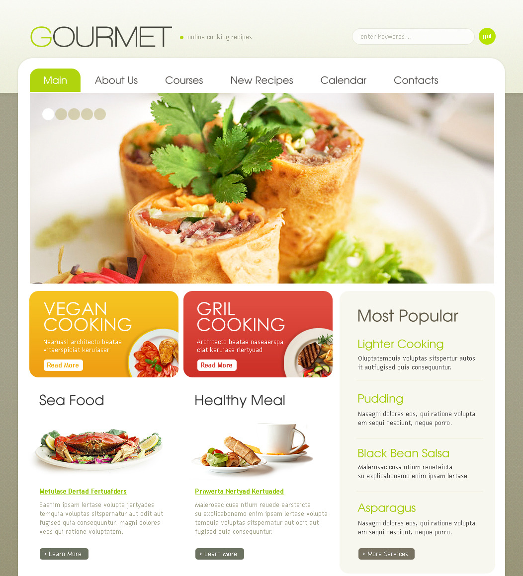Cooking Recipes Website Template with jQuery Gallery - MotoCMS