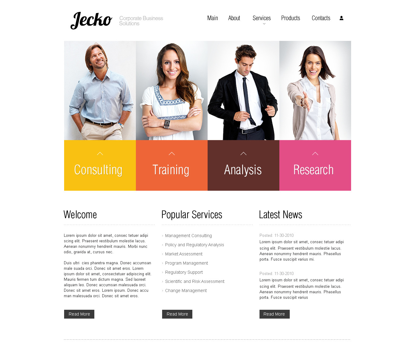 White Business Website Template with Colorful Boxes - MotoCMS