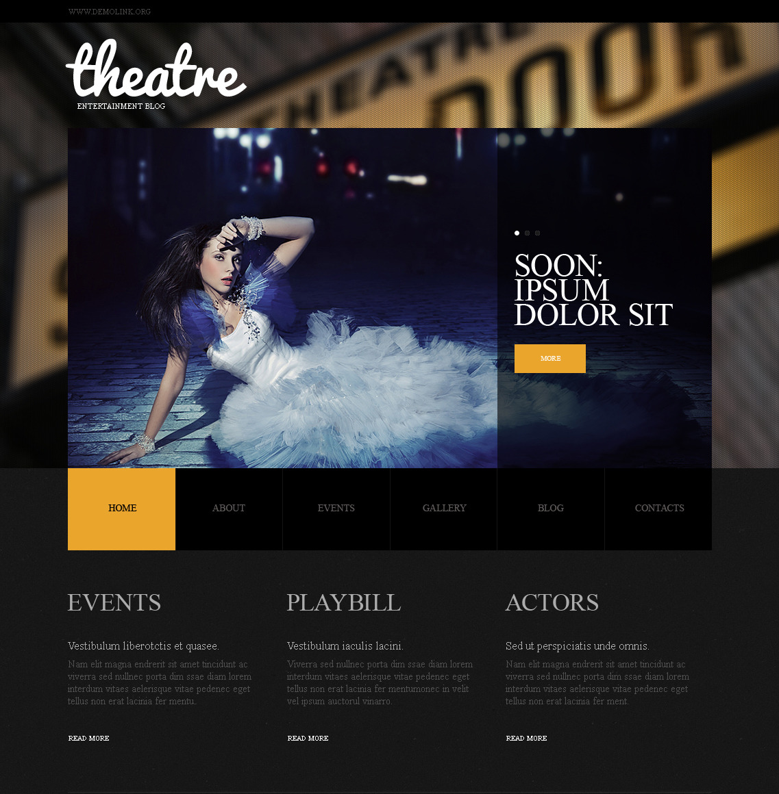 Theatre Website Template with jQuery Slider Zoom Effect - MotoCMS