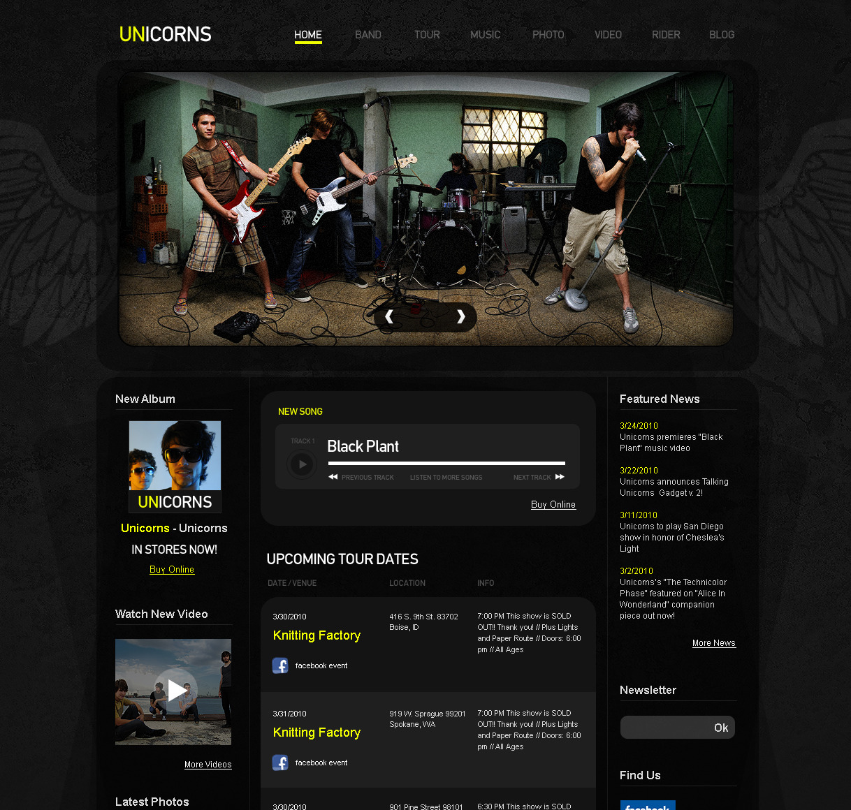 Music Band Template with Black Background Pattern - MotoCMS