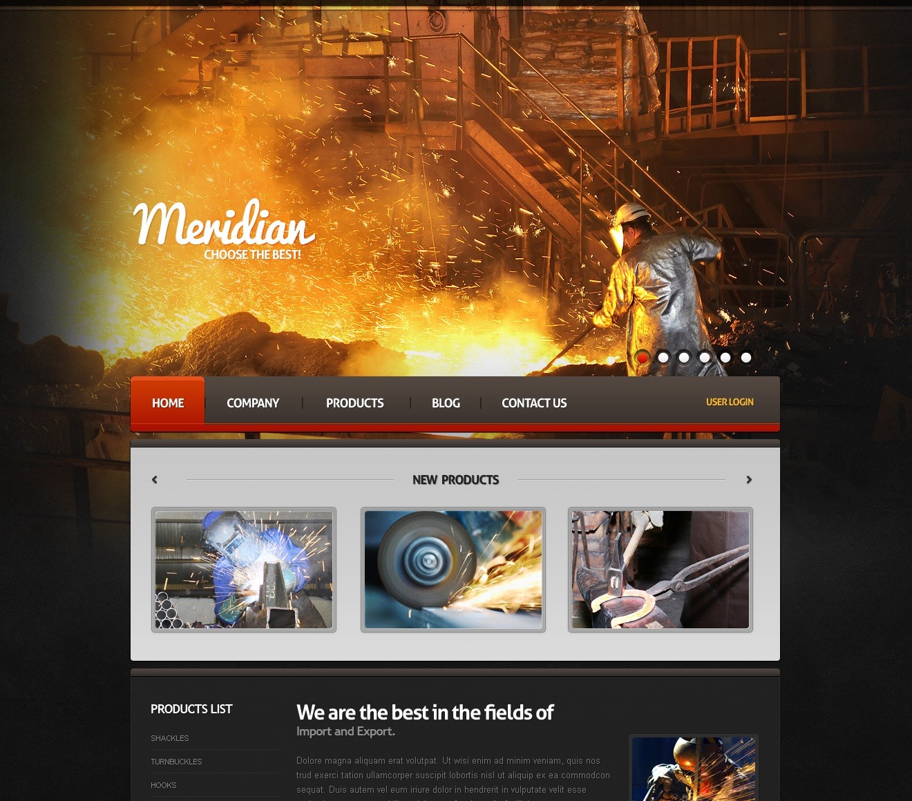 Metallurgy Website Template with Image Slider in Header - MotoCMS