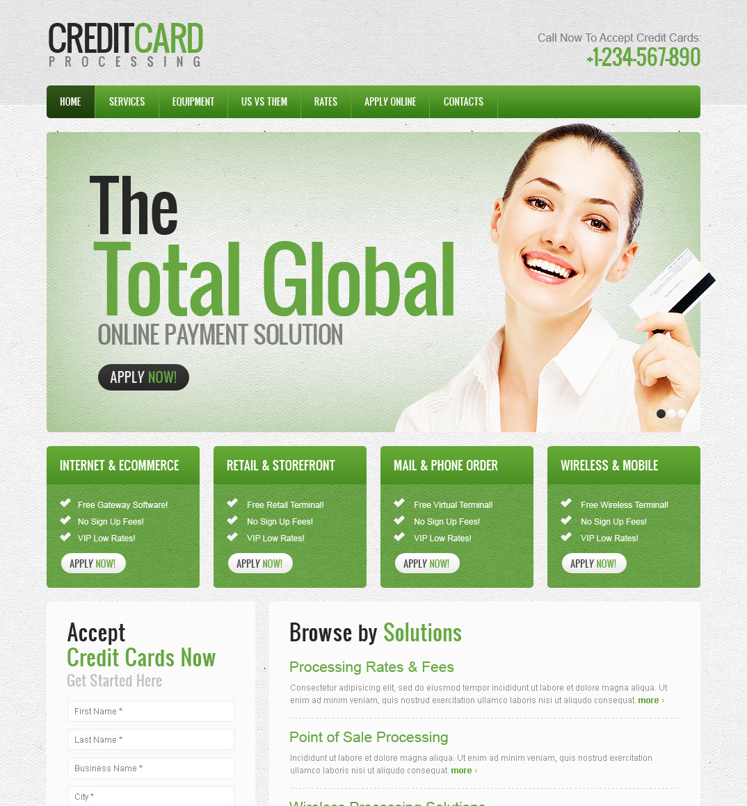 Bank Website Template Designed in Green Color - MotoCMS
