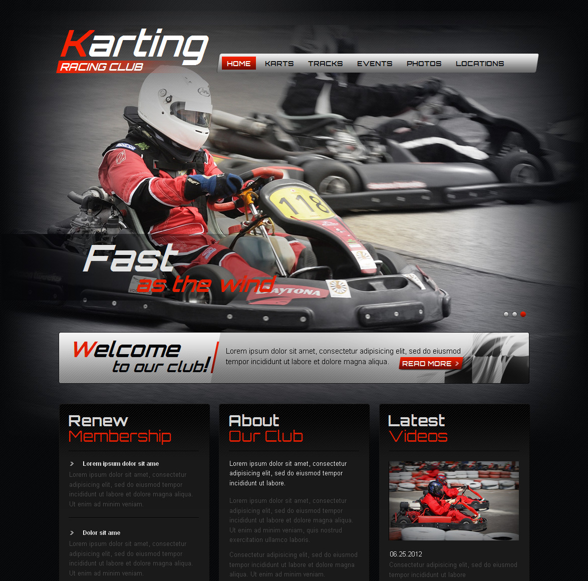 Kart Racing Club Template with an Image Slider - MotoCMS