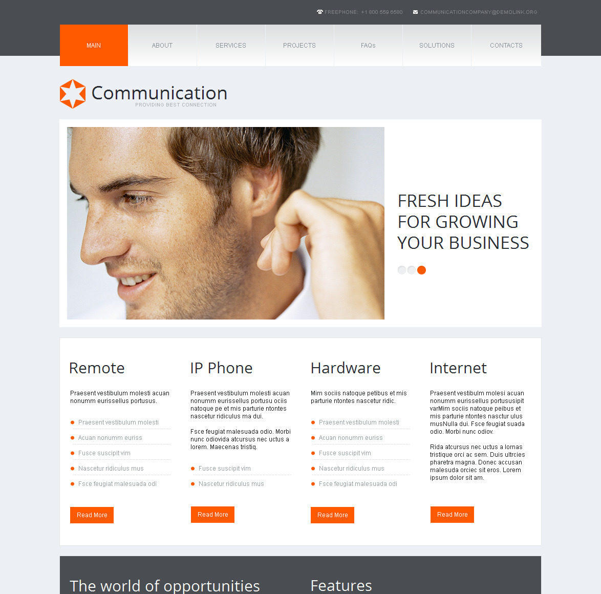 Communication Website Template with a jQuery Slider - MotoCMS