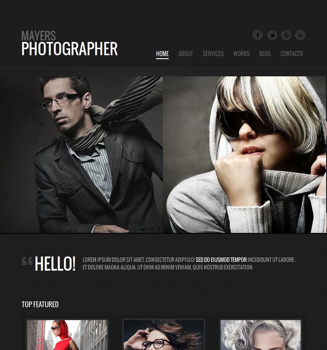 Dark Portfolio Website Template with Sliding Gallery - MotoCMS