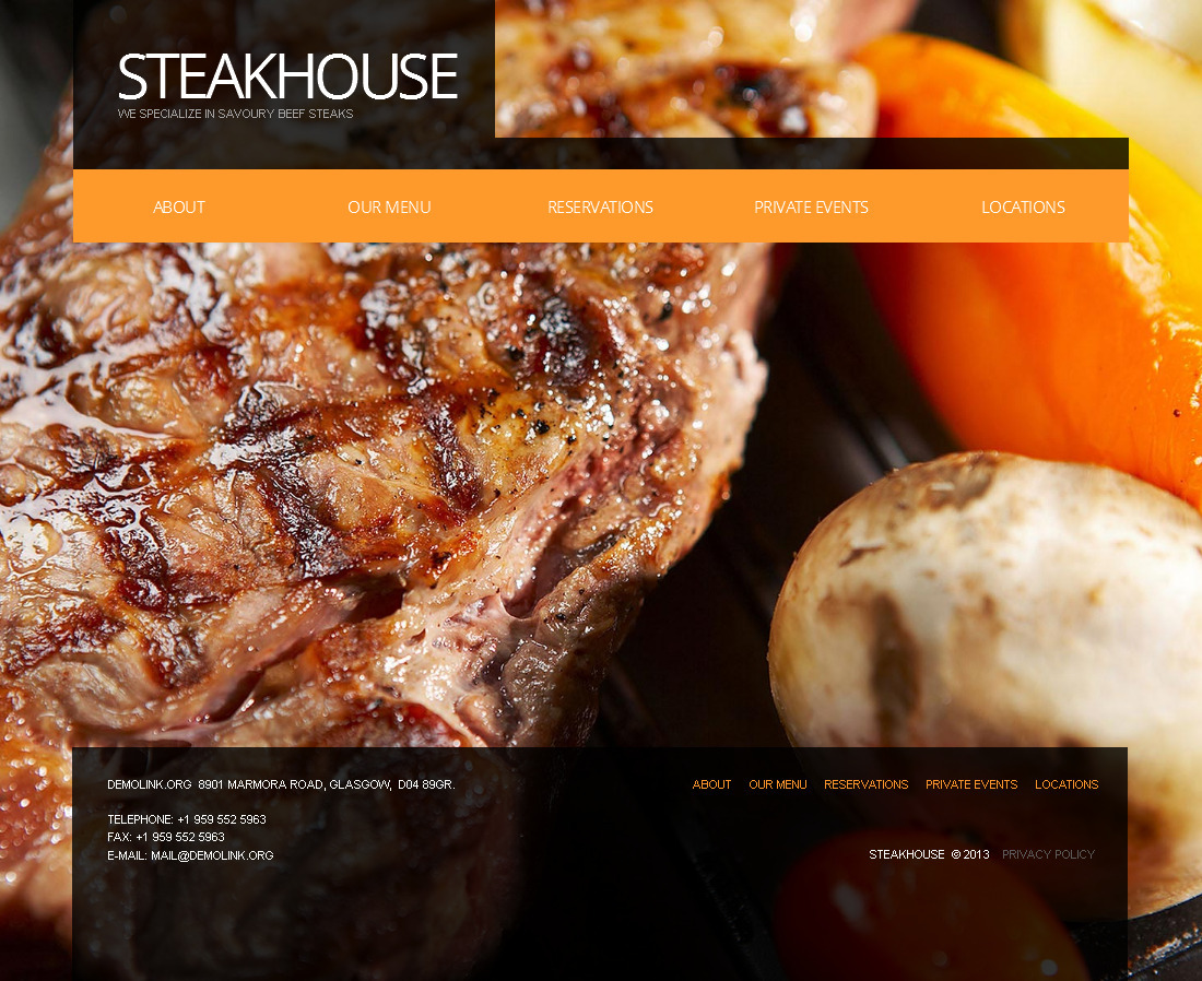 Cafe and Restaurant Website Template with a Big Photo as a Background ...