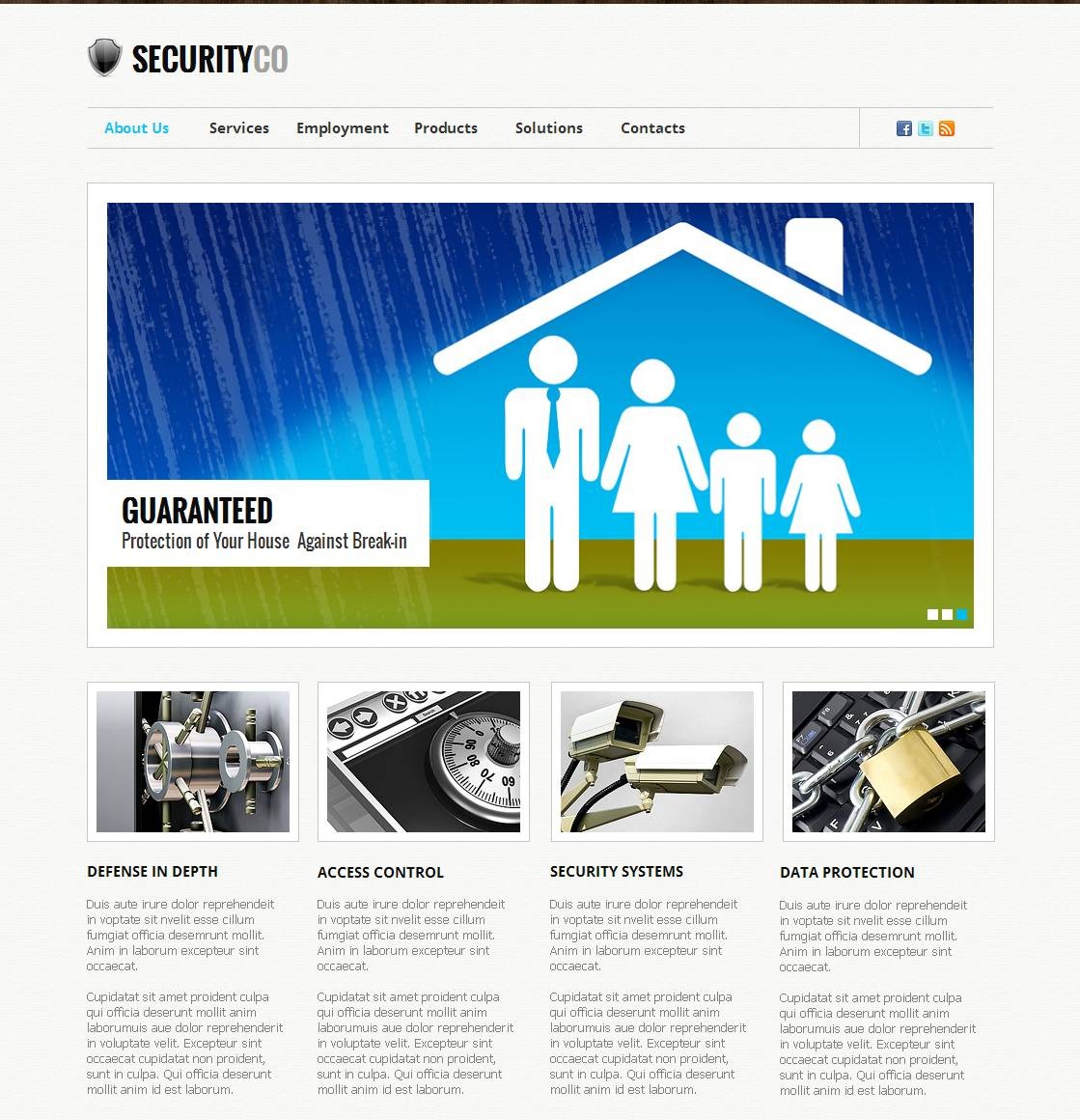 Security Web Template with jQuery Slider and Catalogue - MotoCMS