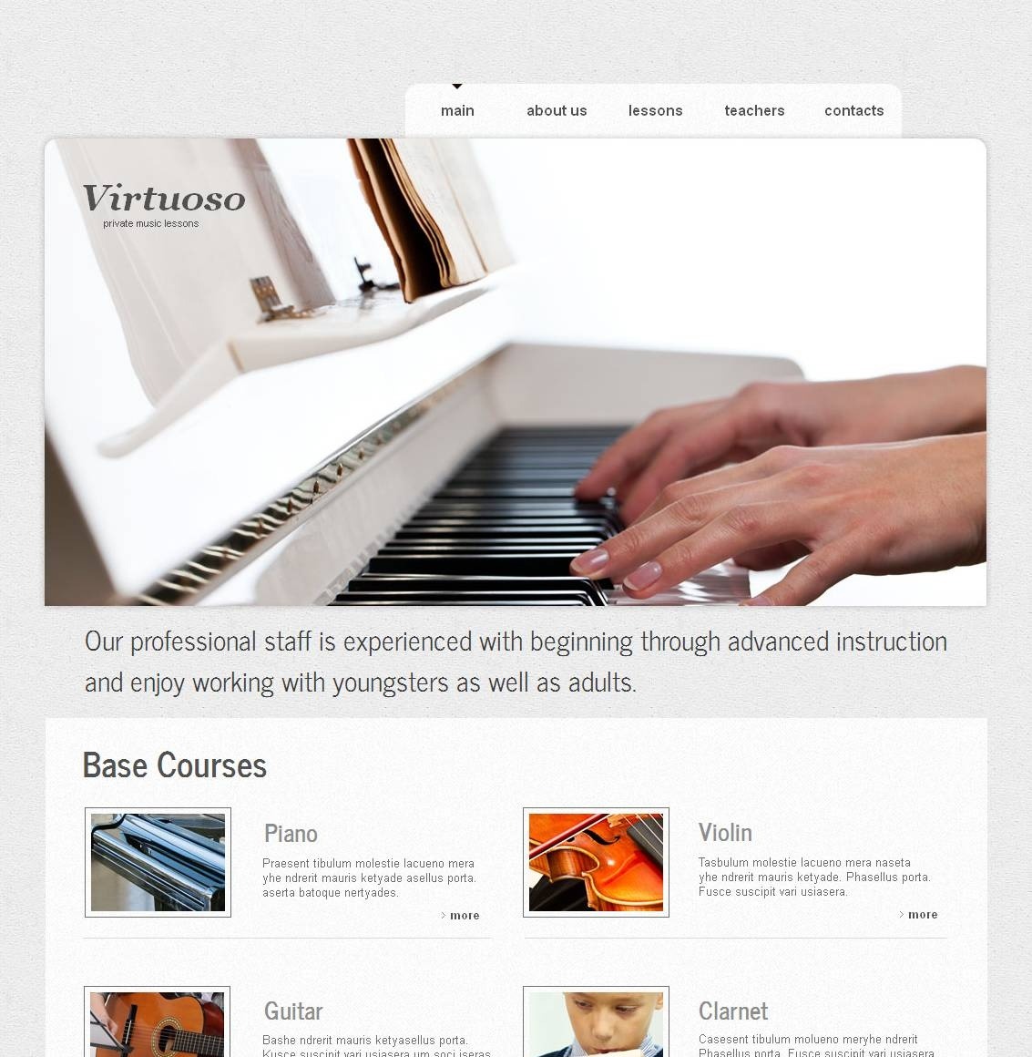 Music School Website Template Designed in Clean Style - MotoCMS