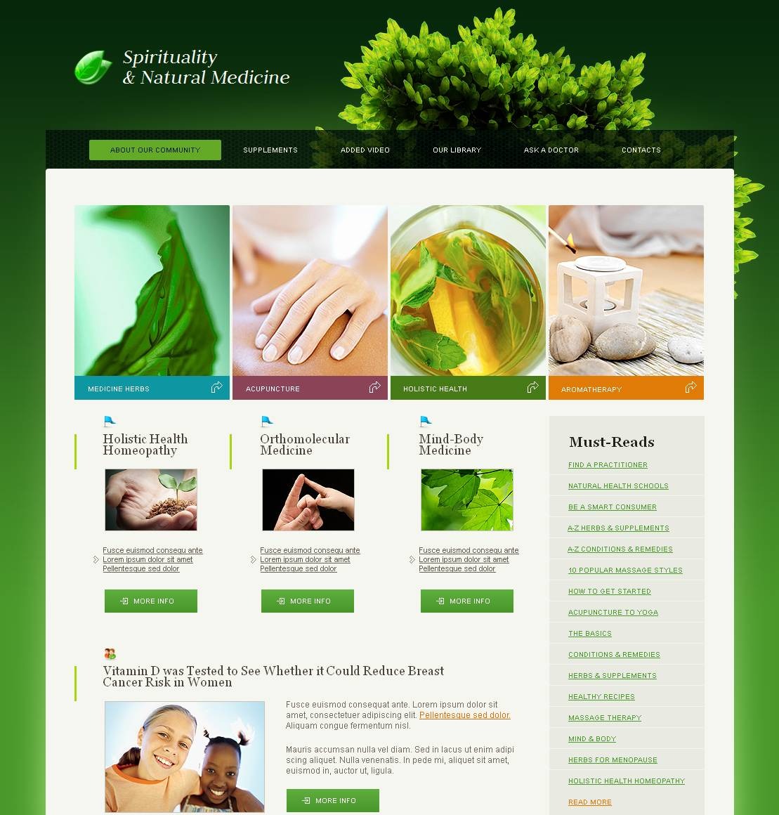 Herbal Website Template with Green Background - MotoCMS