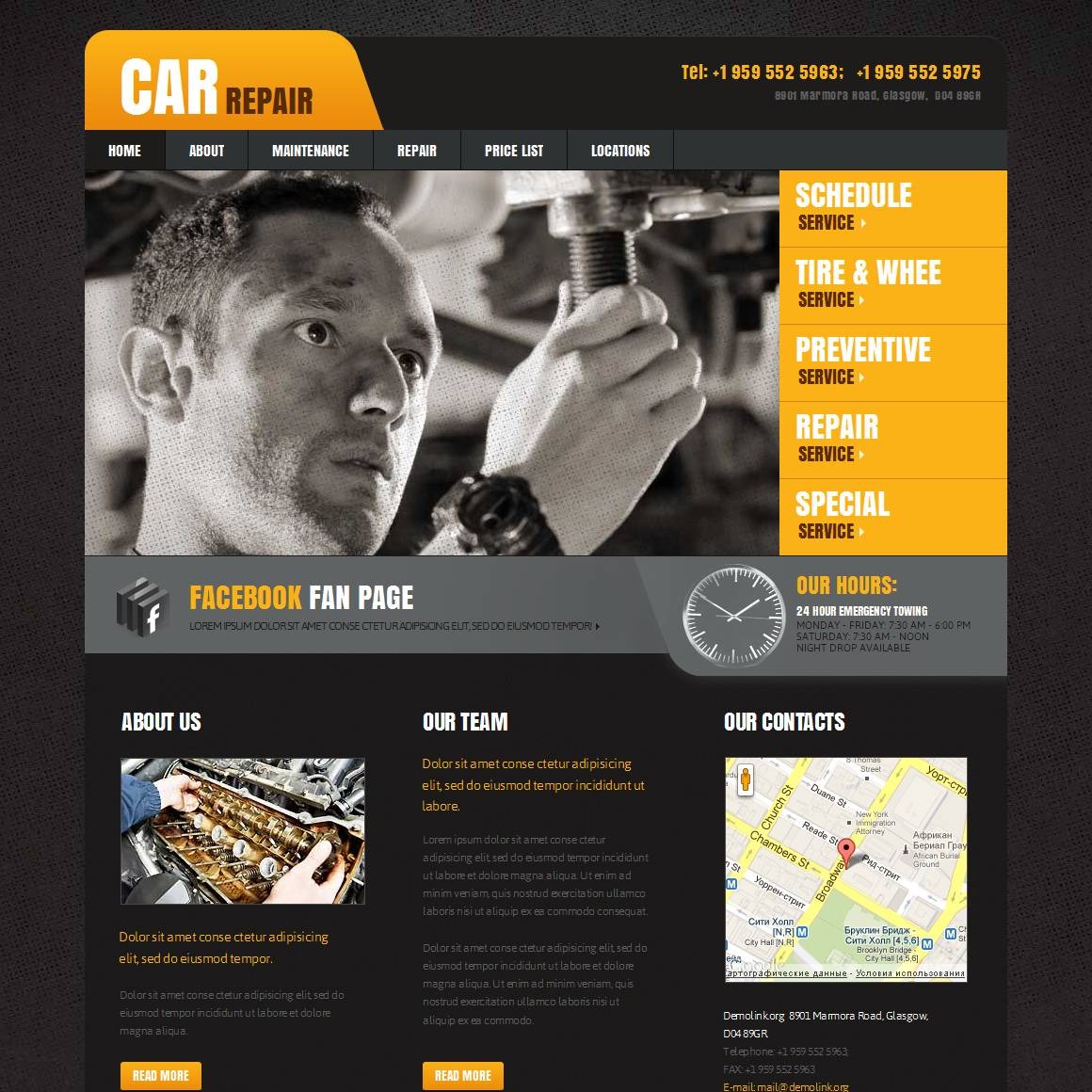 Car Repair Web Template with a Background Texture - MotoCMS