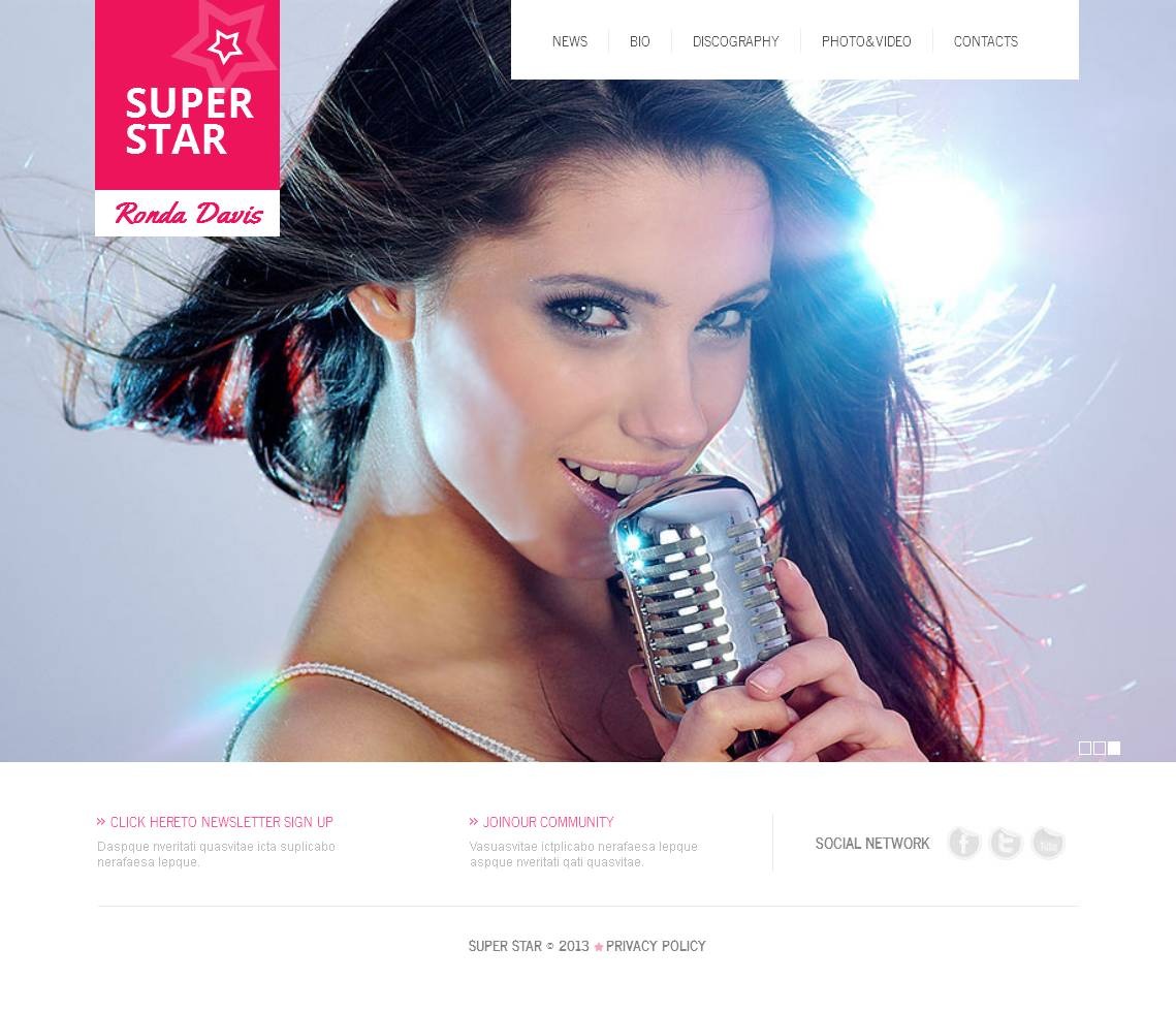 Singers Personal Page Website Template - MotoCMS