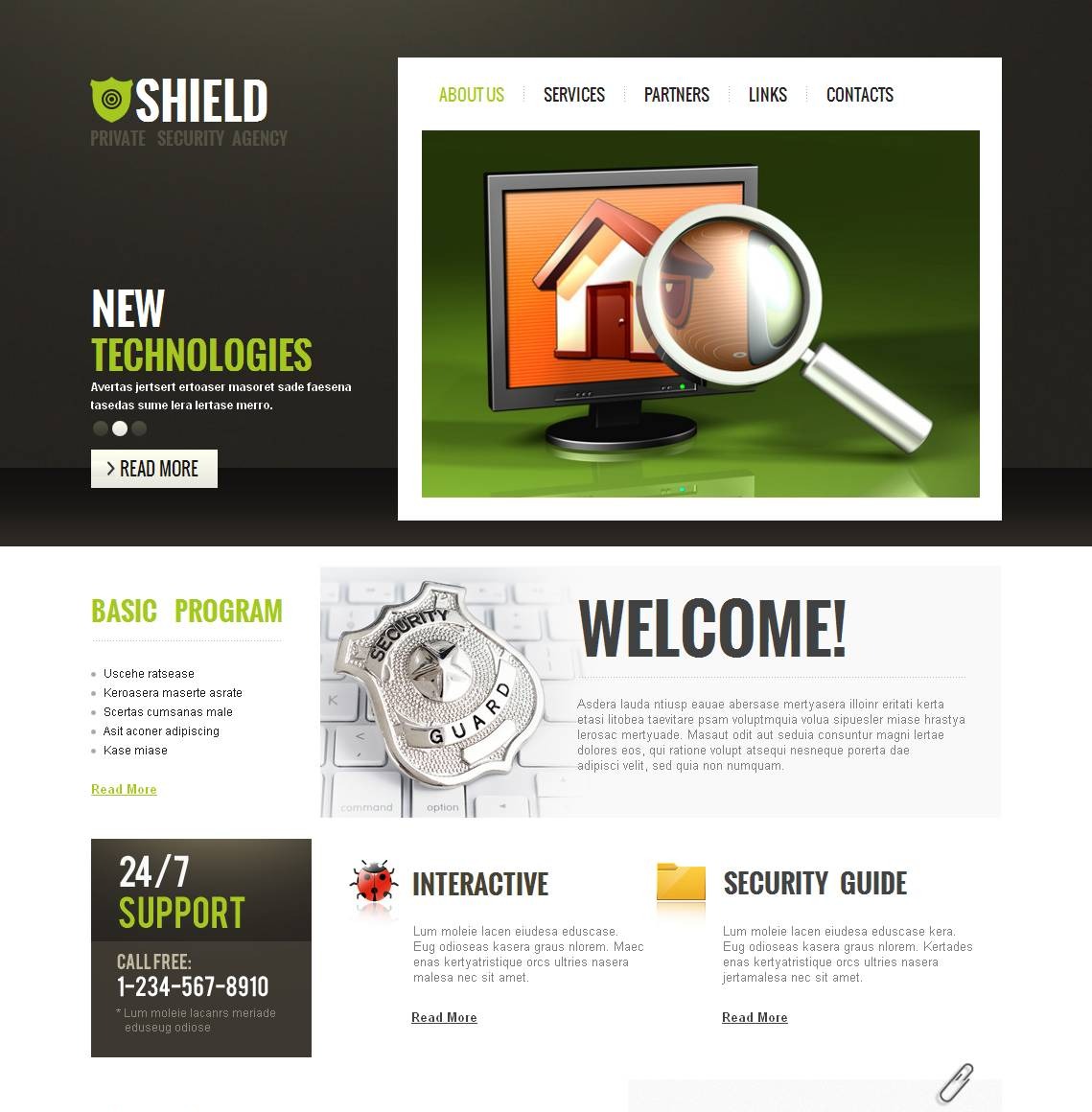 Private Security Agency Template with Creative Menu Design - MotoCMS