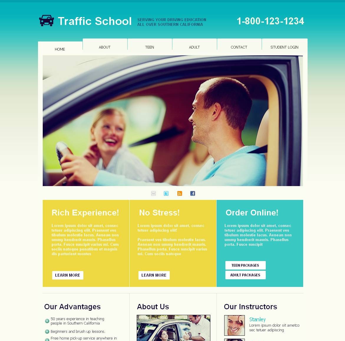 Driving School Website Template with a jQuery Slider - MotoCMS