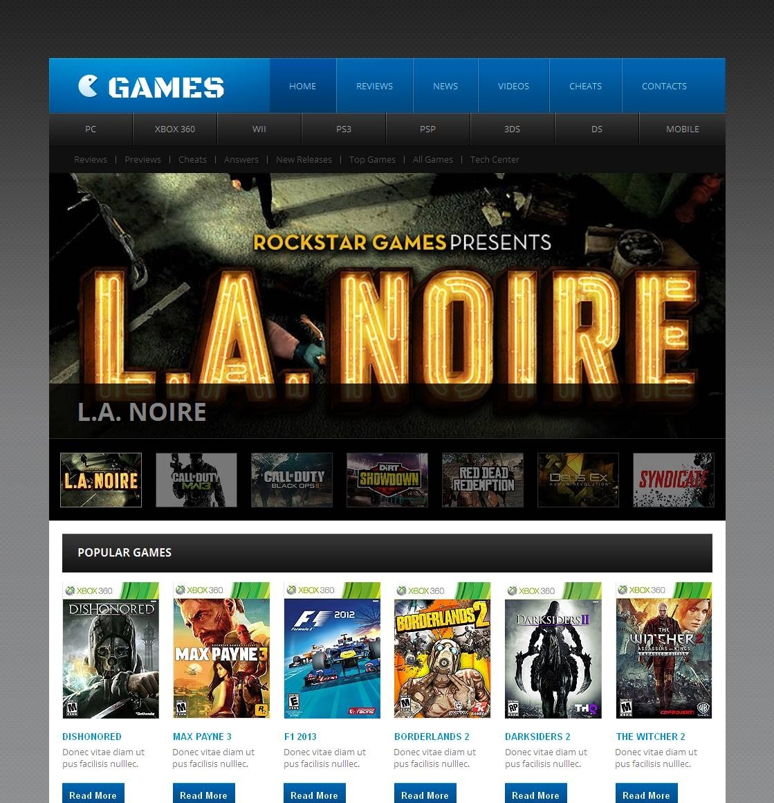 Games Website Template with the Admin Panel - MotoCMS
