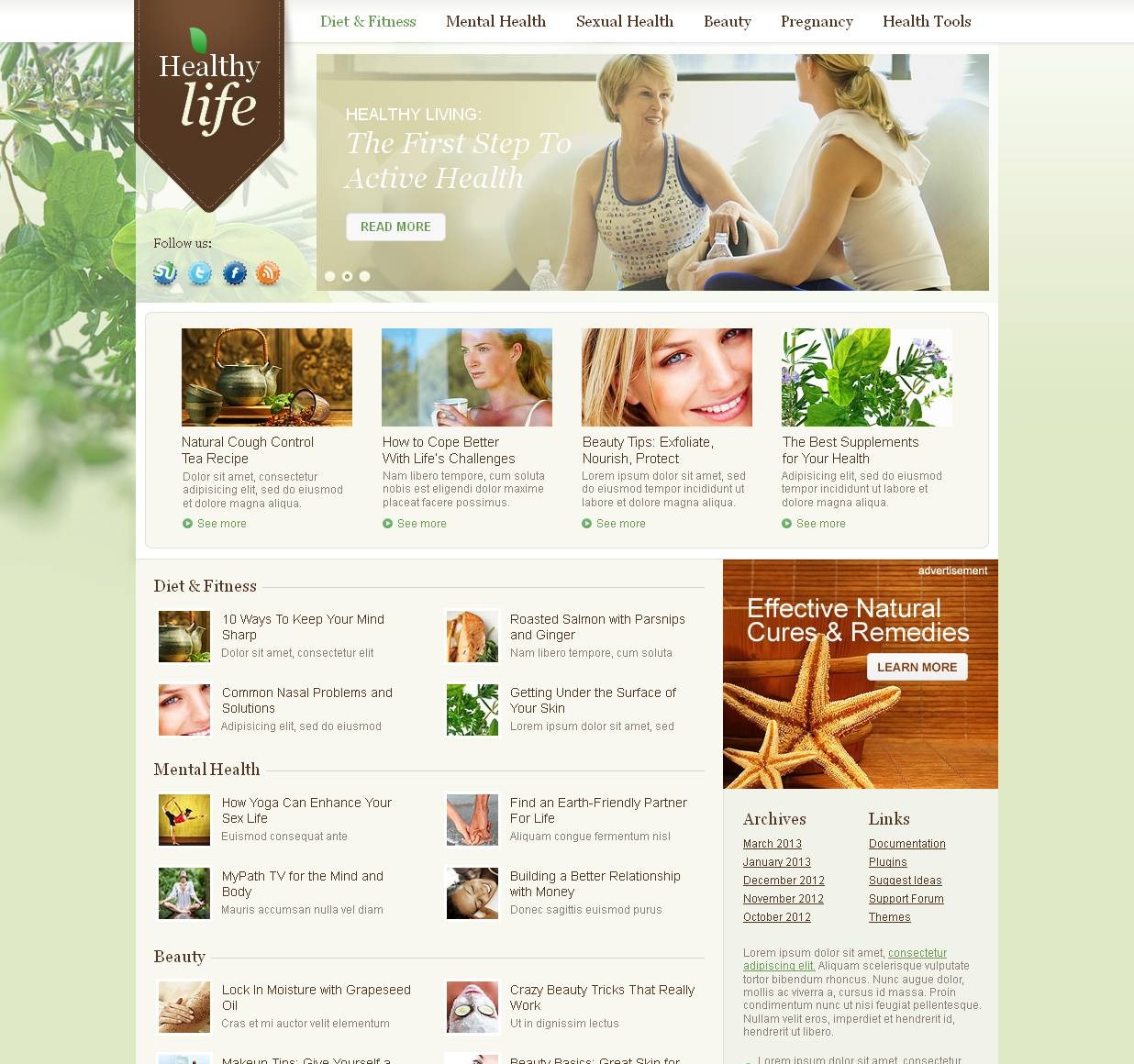 Healthy Life Website Template with a Content Slider - MotoCMS