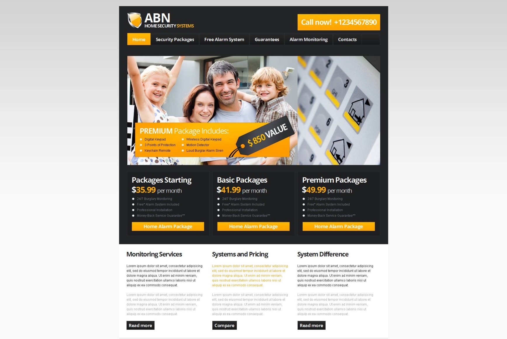 Home Security Systems Website Template with CMS - MotoCMS
