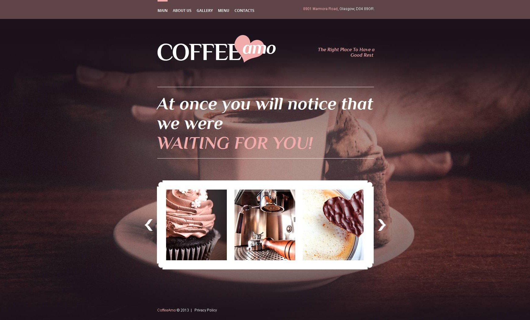 Coffee House Website Template with Sliding Gallery - MotoCMS