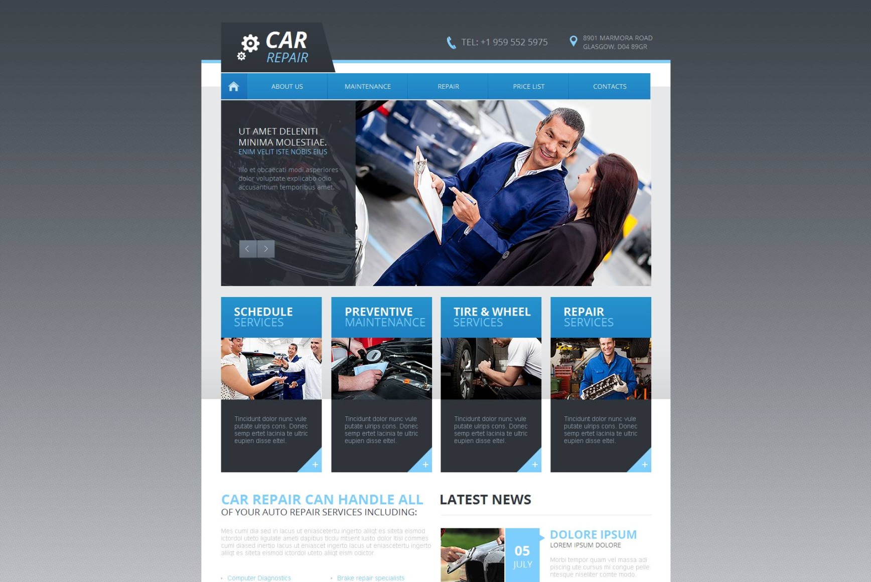 Car Repairs Website Template with jQuery Slider - MotoCMS