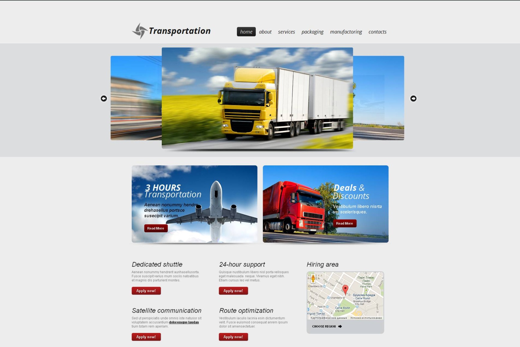 Transportation Service Provider Template with Carousel Photo Gallery ...