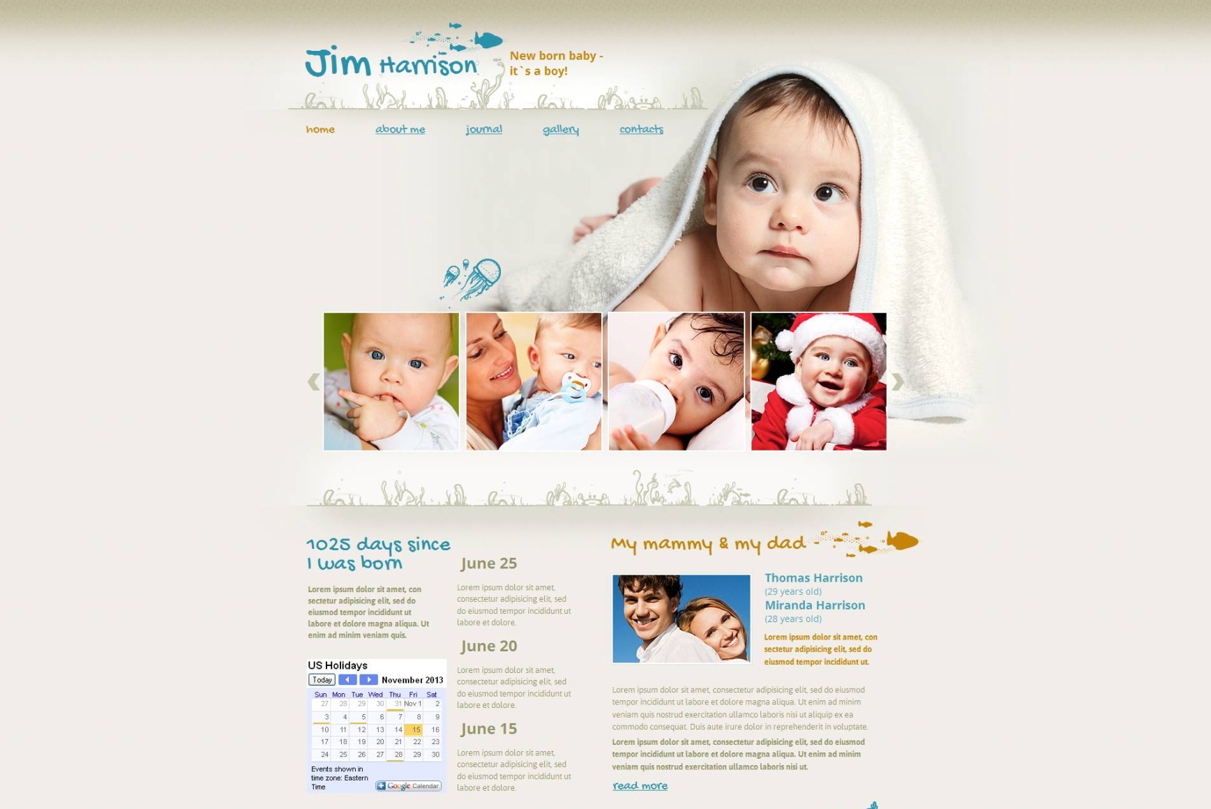 Newborn Baby Website Template with Creative Design and Photo Gallery ...