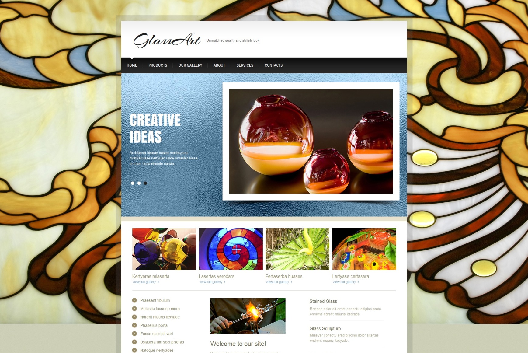 Glass Art Website Template with Photo Gallery - MotoCMS