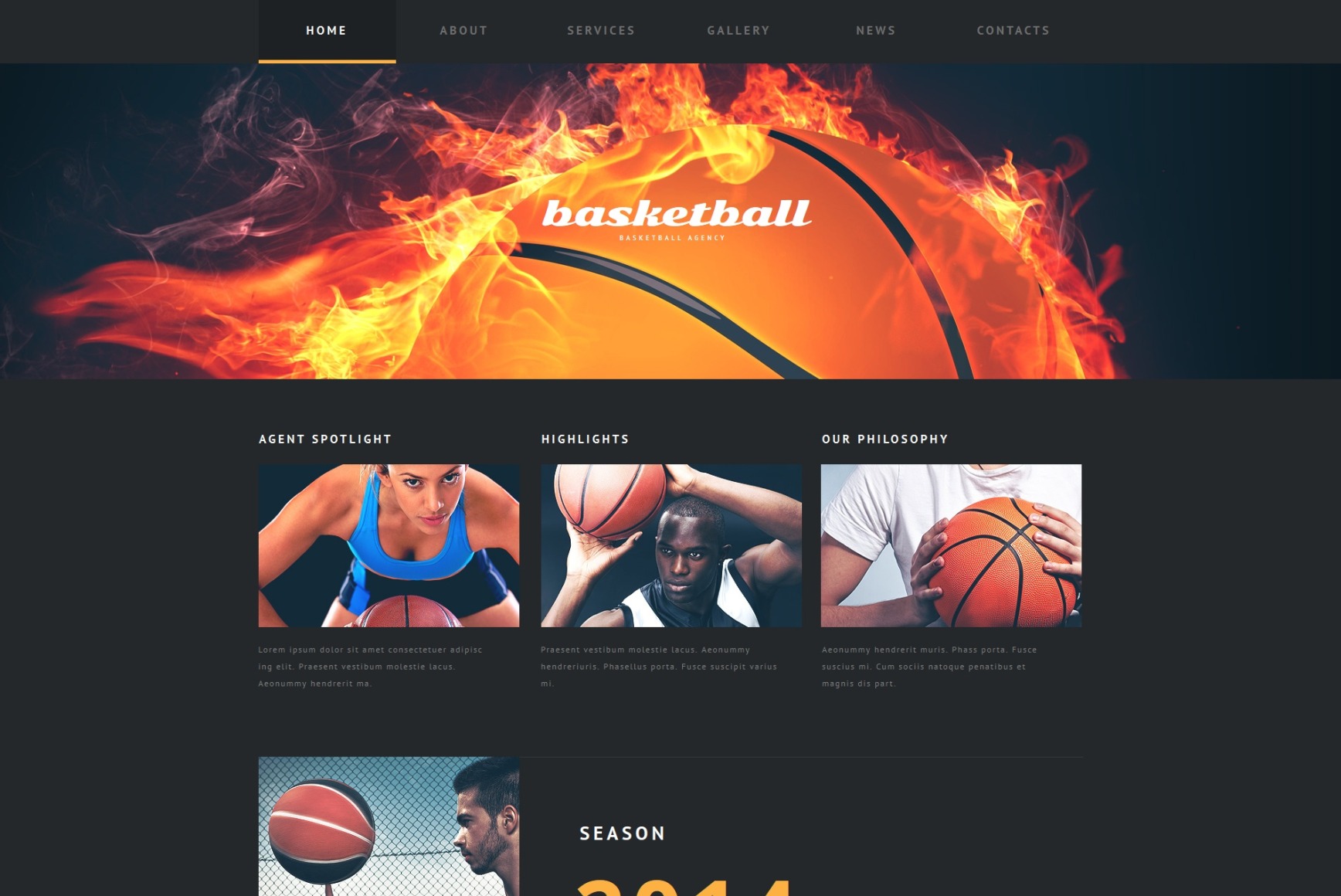 Basketball Website Template with Dark Background - MotoCMS