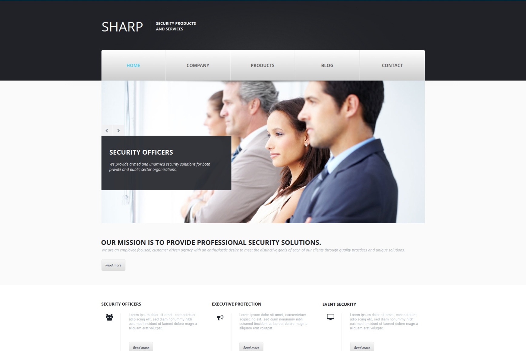 Security Products Website Template with Black Header and Footer - MotoCMS