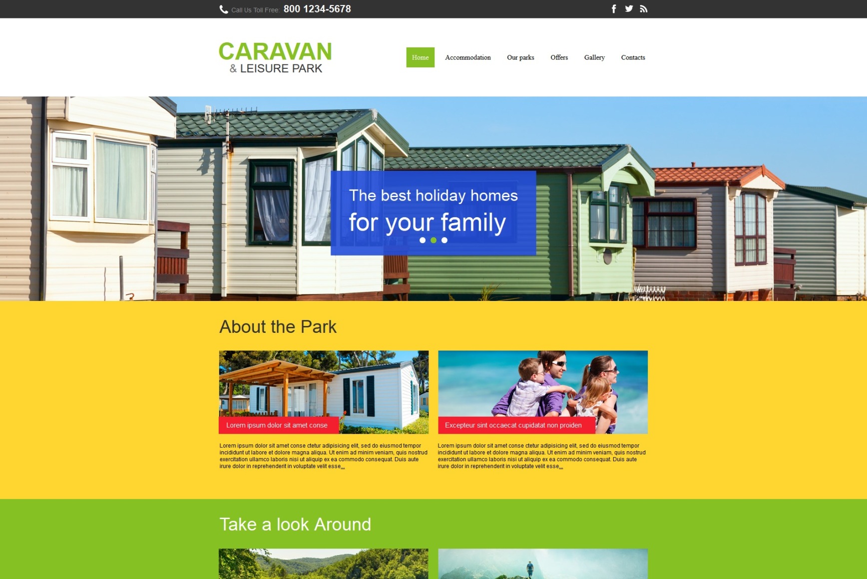 Caravan Park Website Template Done in Bright Colors - MotoCMS