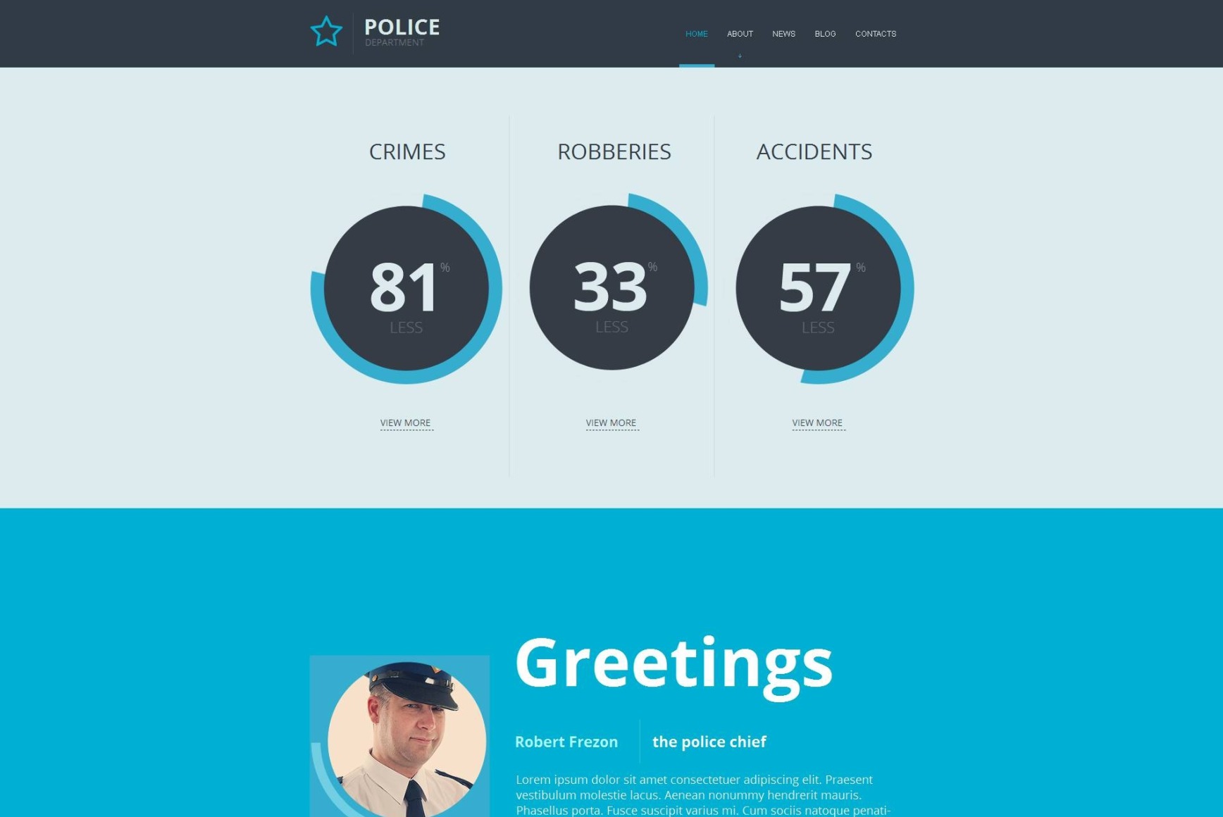 Police Website Template Done in Blue Colors - MotoCMS