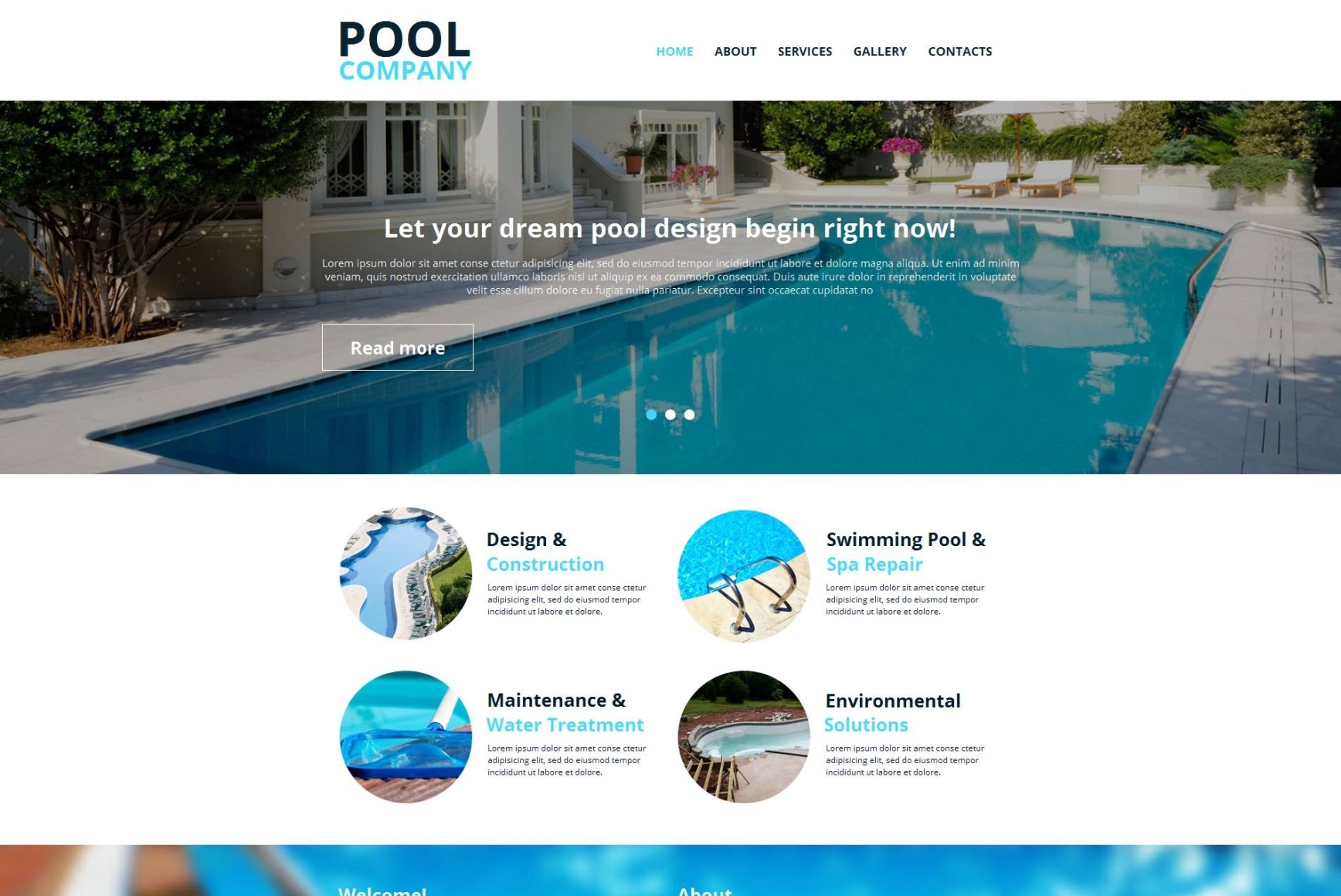 Pool Company Web Template on White Background - MotoCMS