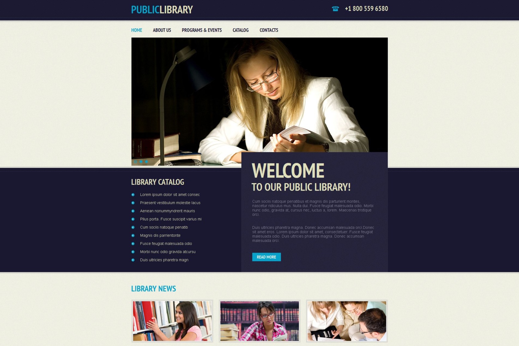 Library Website Template with a Catalog - MotoCMS