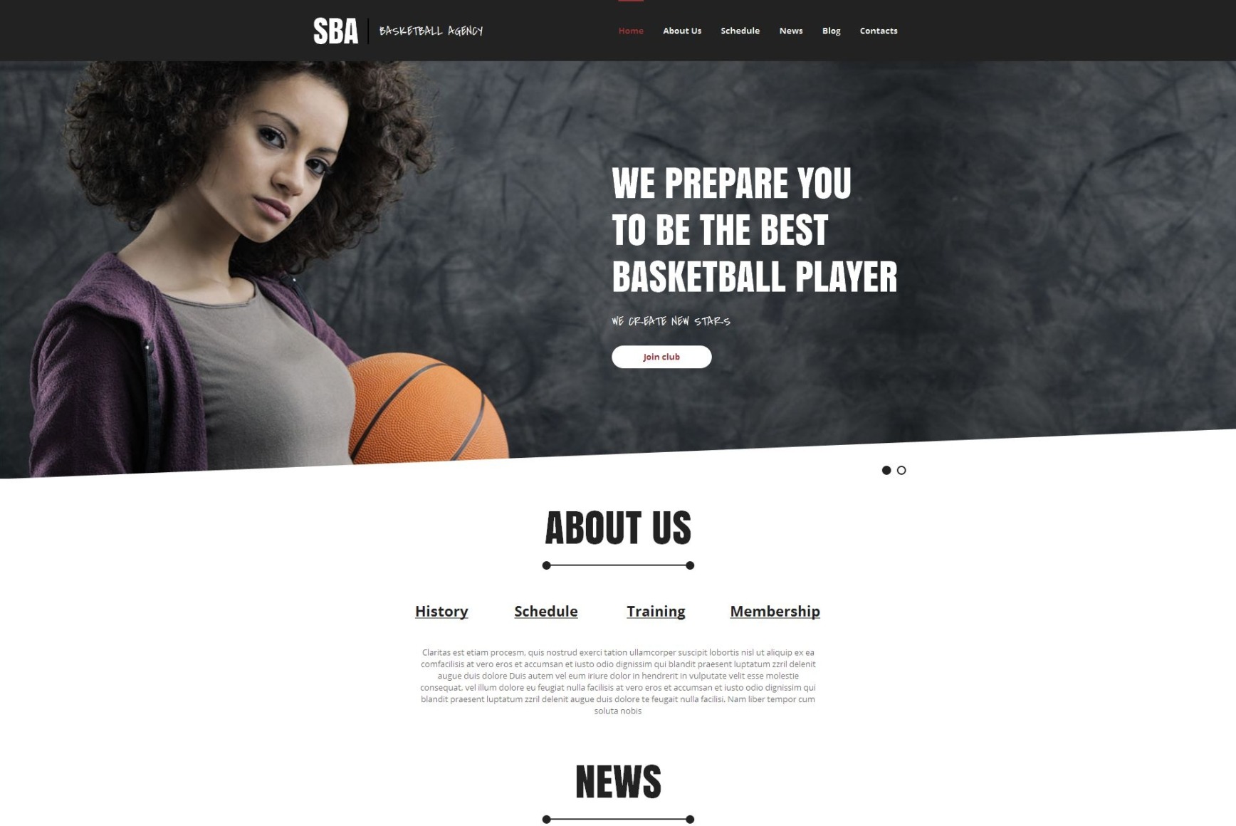 Basketball Agency Website Template with Creative Design - MotoCMS
