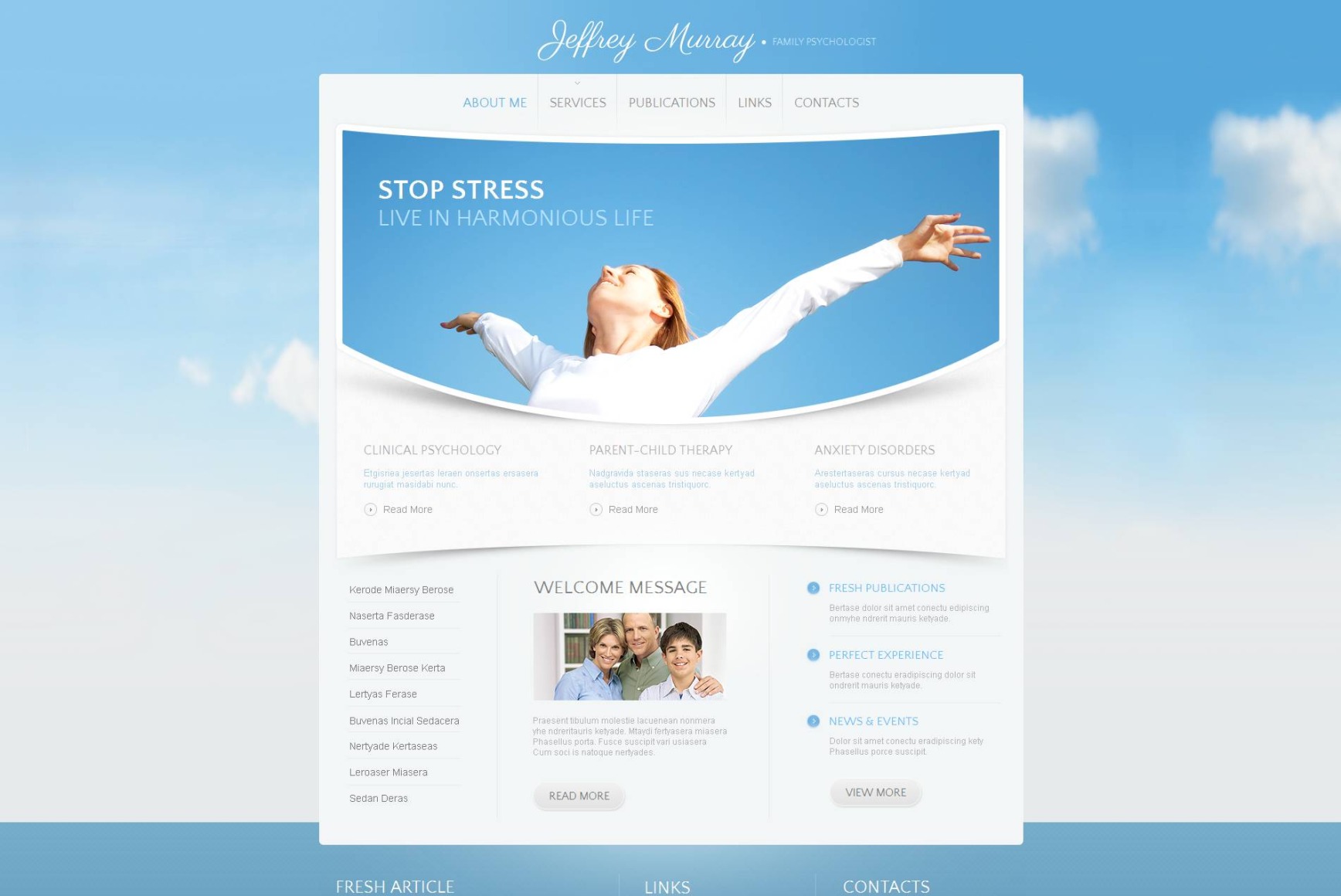 Family Psychology Website Design with Sky Blue Background - MotoCMS