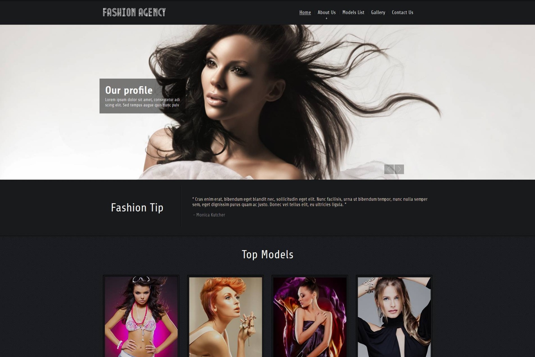 Model Agency Website Template with Home Page Slider - MotoCMS