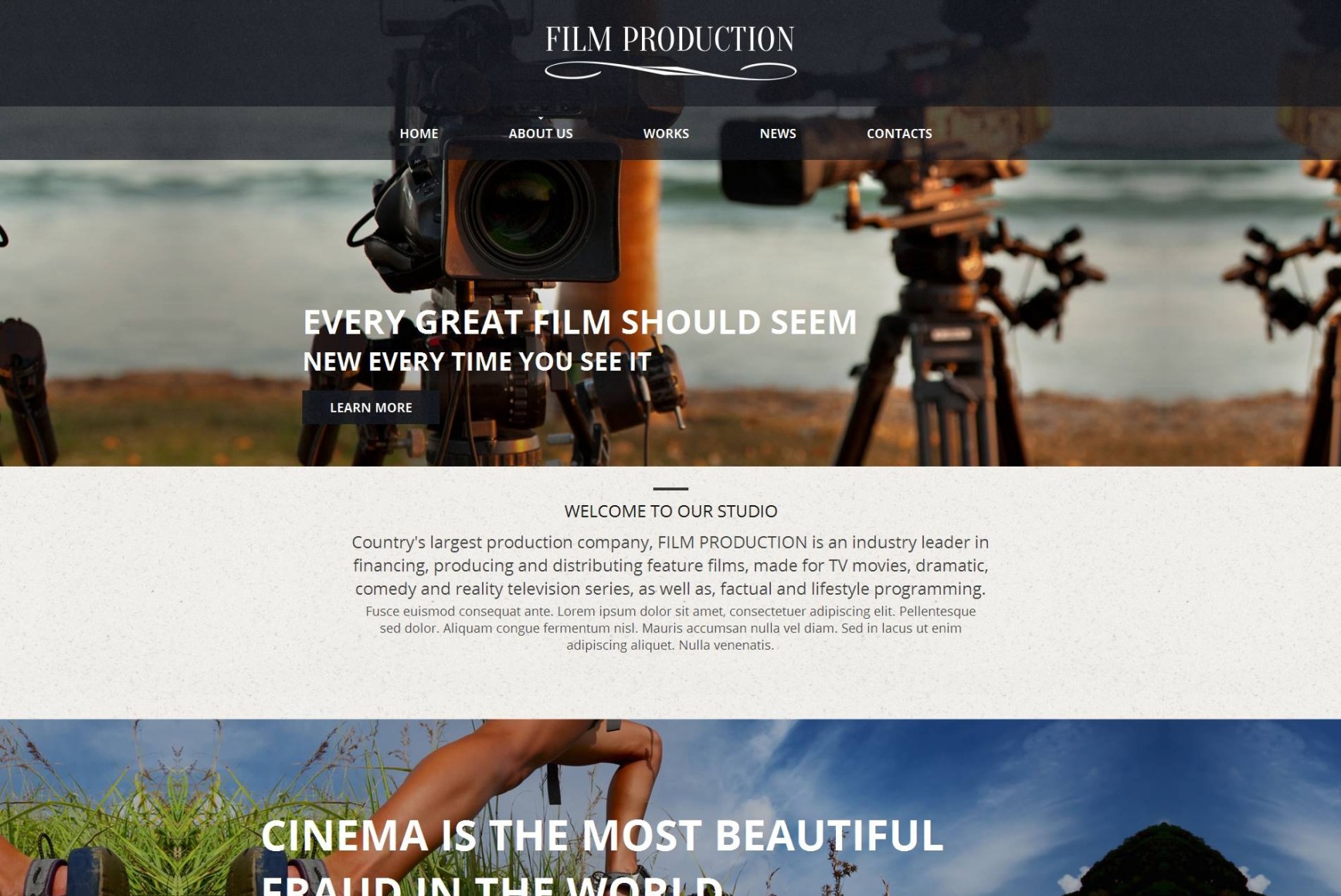 Video Production Web Design with a Large Hero Image - MotoCMS