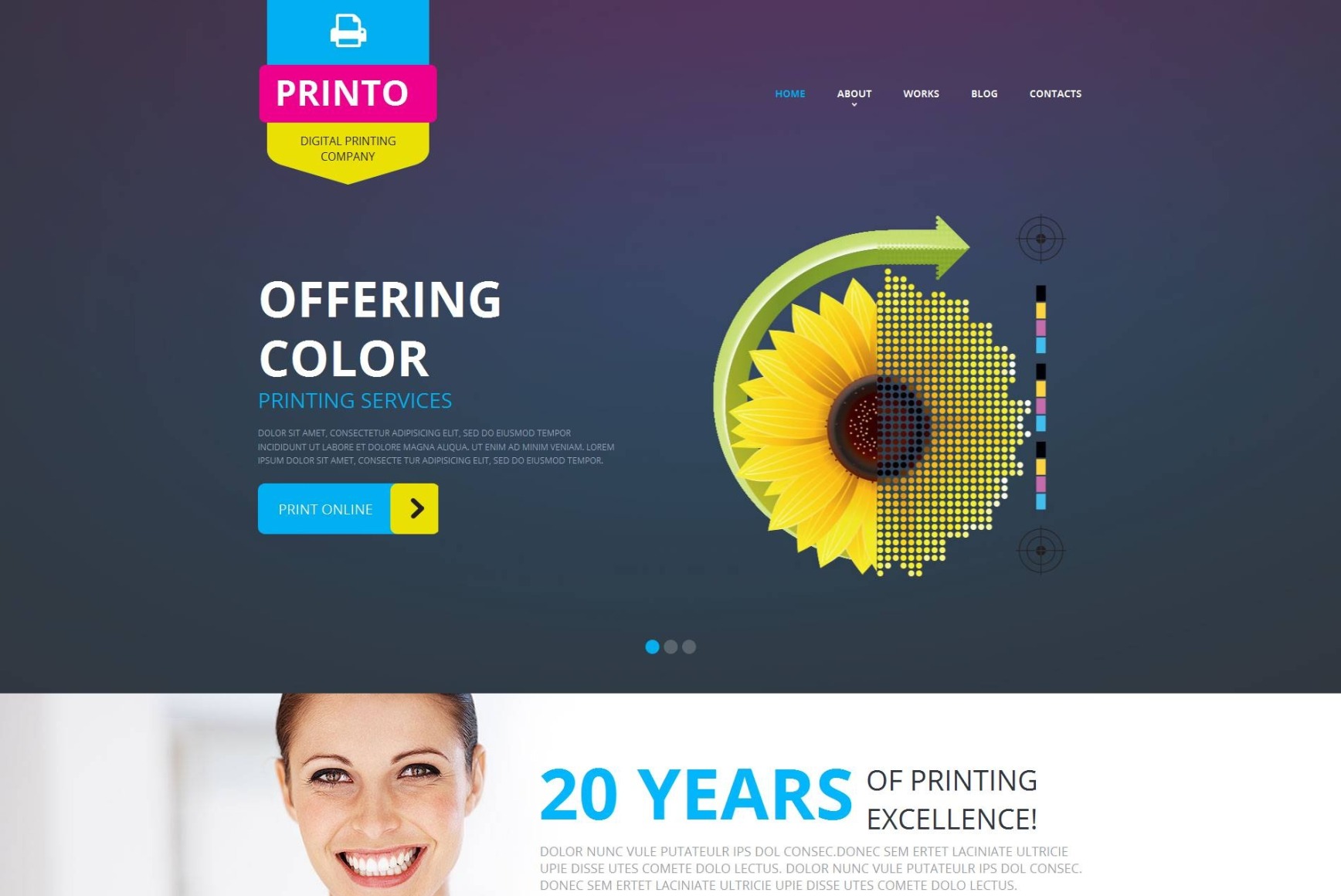 Printing Company Design with a Header Slider - MotoCMS
