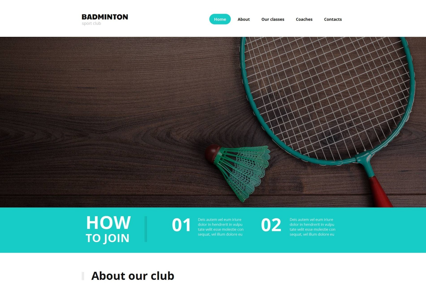 Badminton Website Template for a Sport Club - MotoCMS