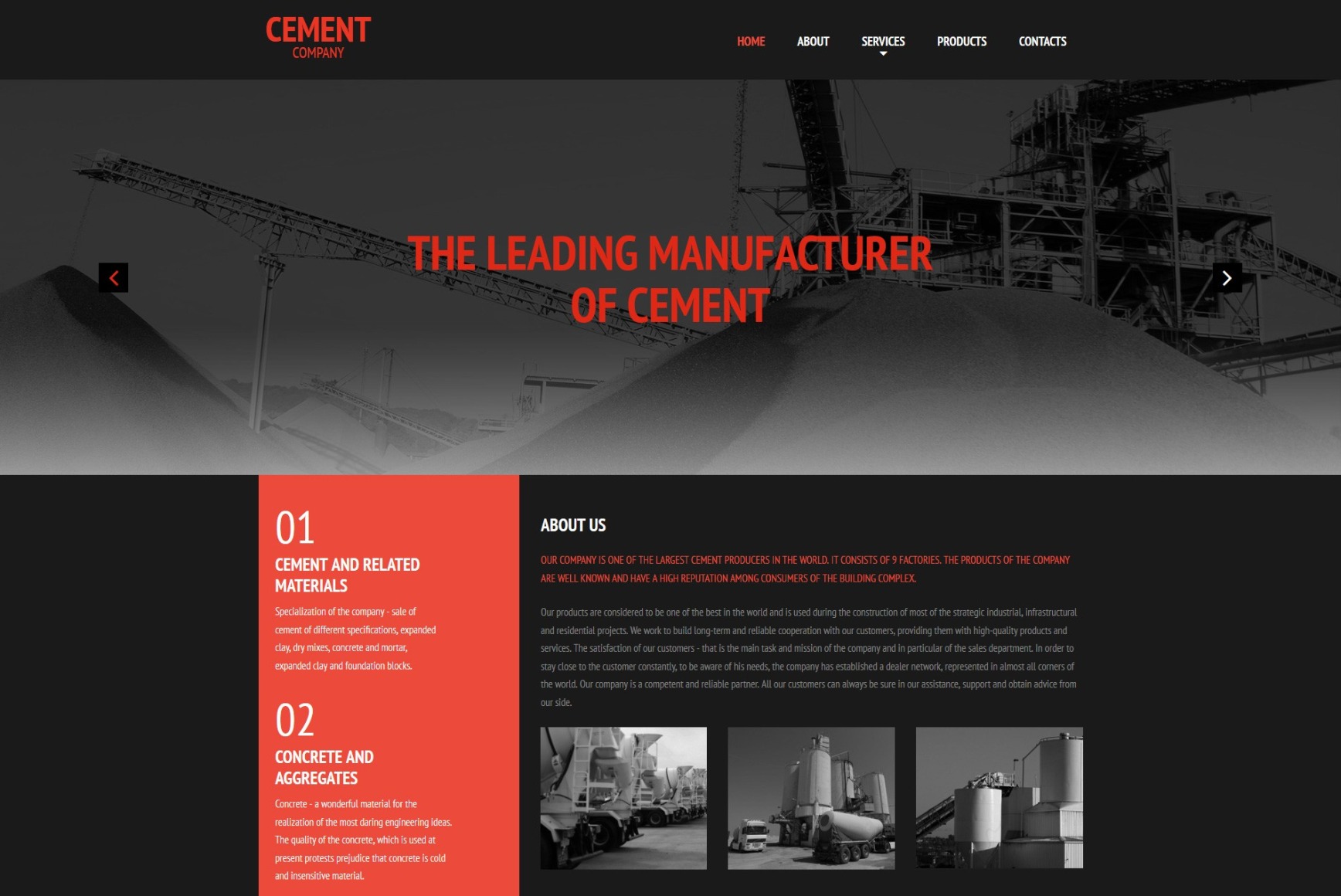 Cement Website Template For Concrete Plant Site MotoCMS