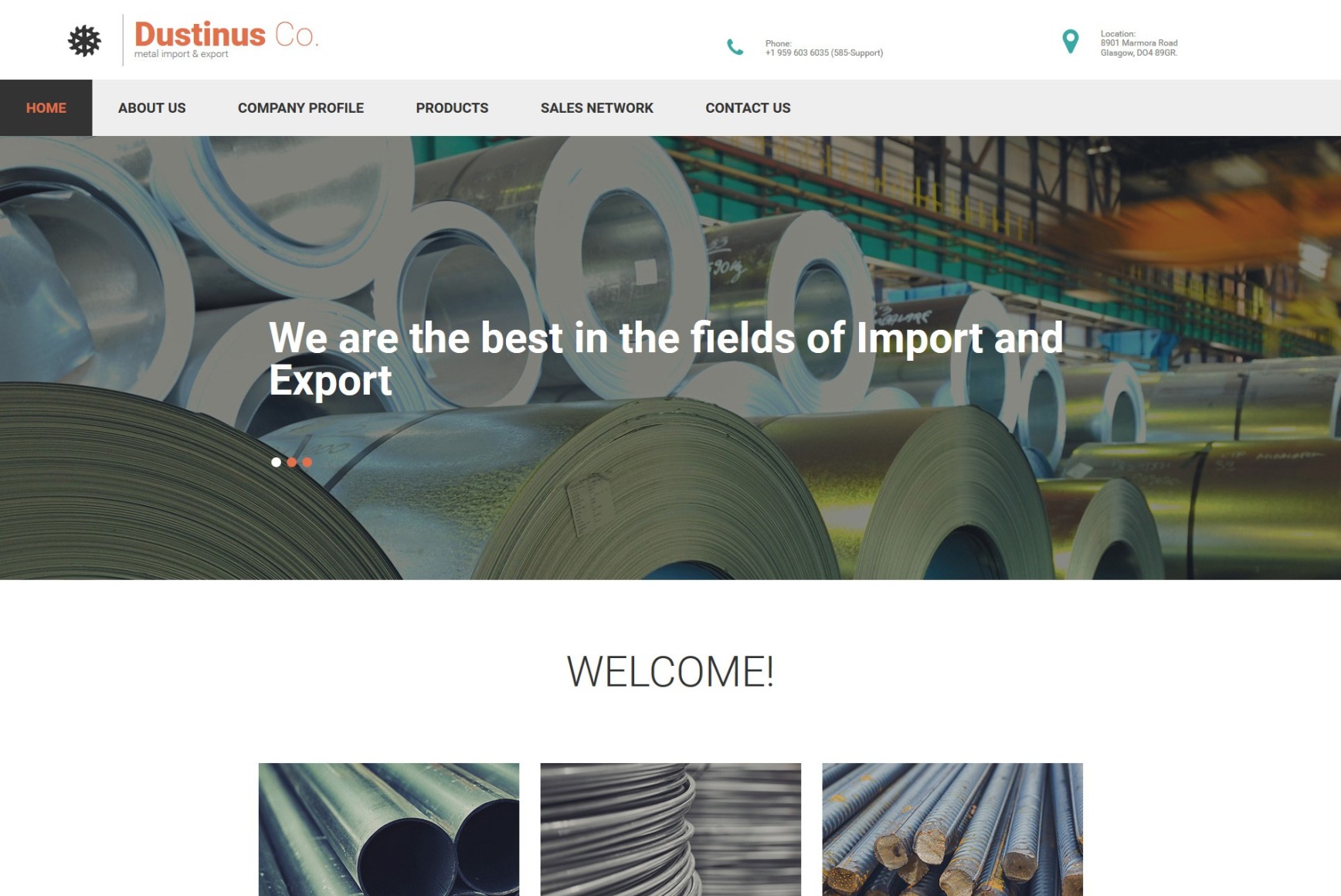 Steel Industry Website Template for Metal Company - MotoCMS