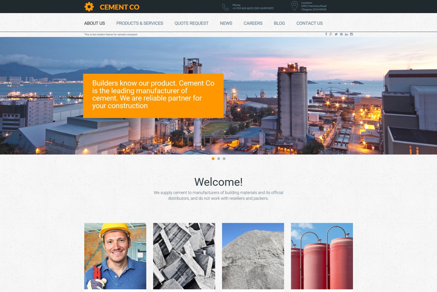 Concrete Website Template for Cement Manufacturers - MotoCMS