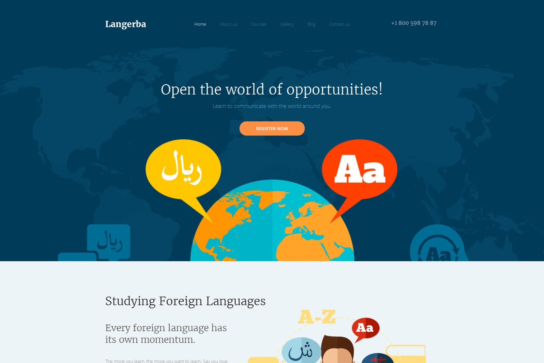 E-learning Website Template for Online Language Courses - MotoCMS