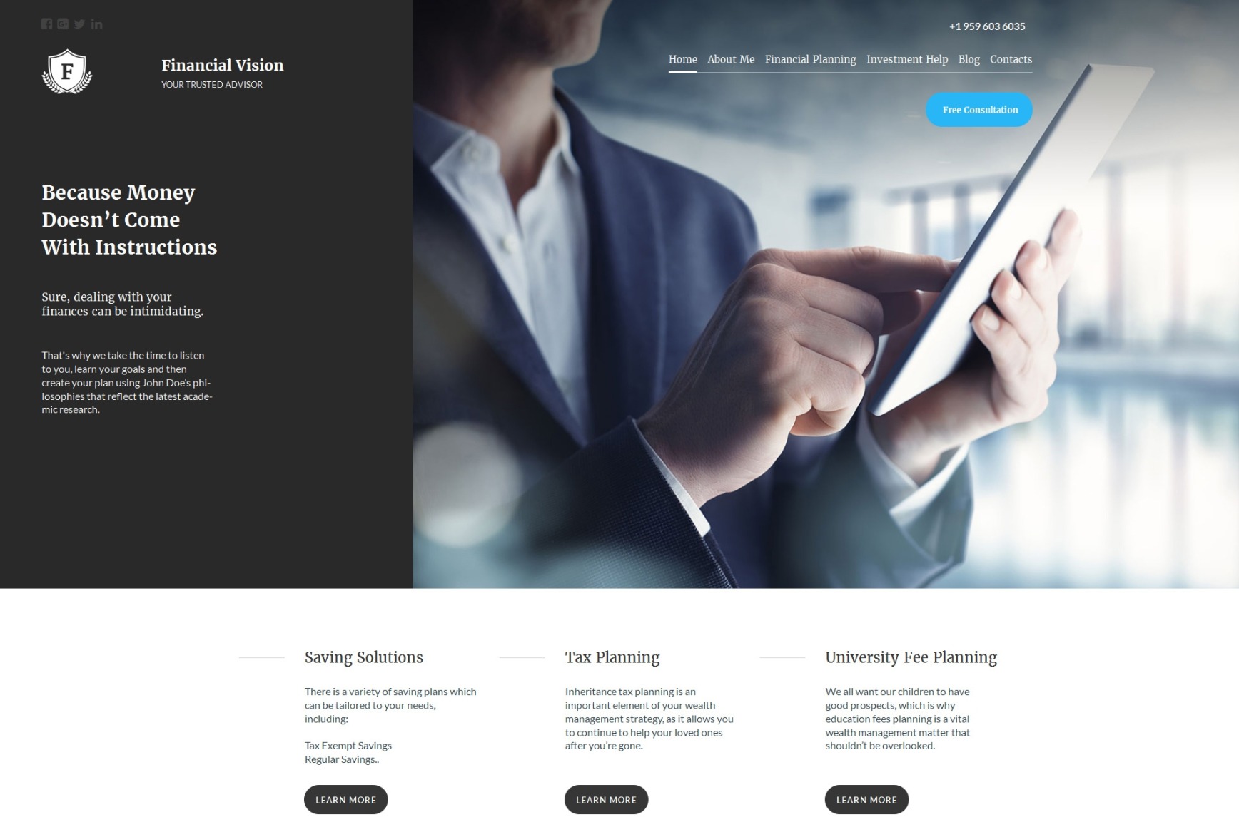 Best Financial Advisor Website Design for Consultant - MotoCMS