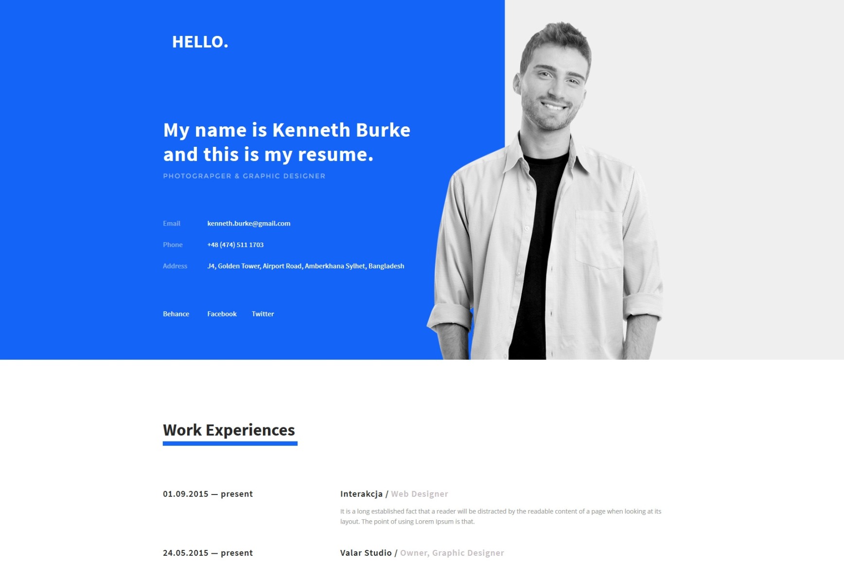 Personal Landing Page Design for Portfolio - MotoCMS
