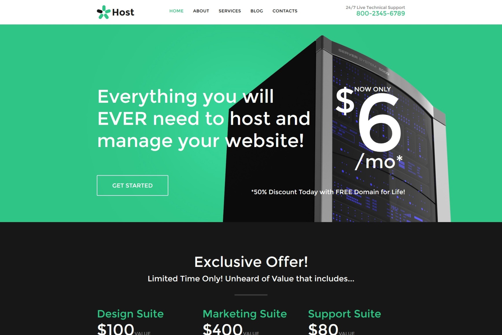 Best Web Hosting Website Design for Host Provider Site - MotoCMS