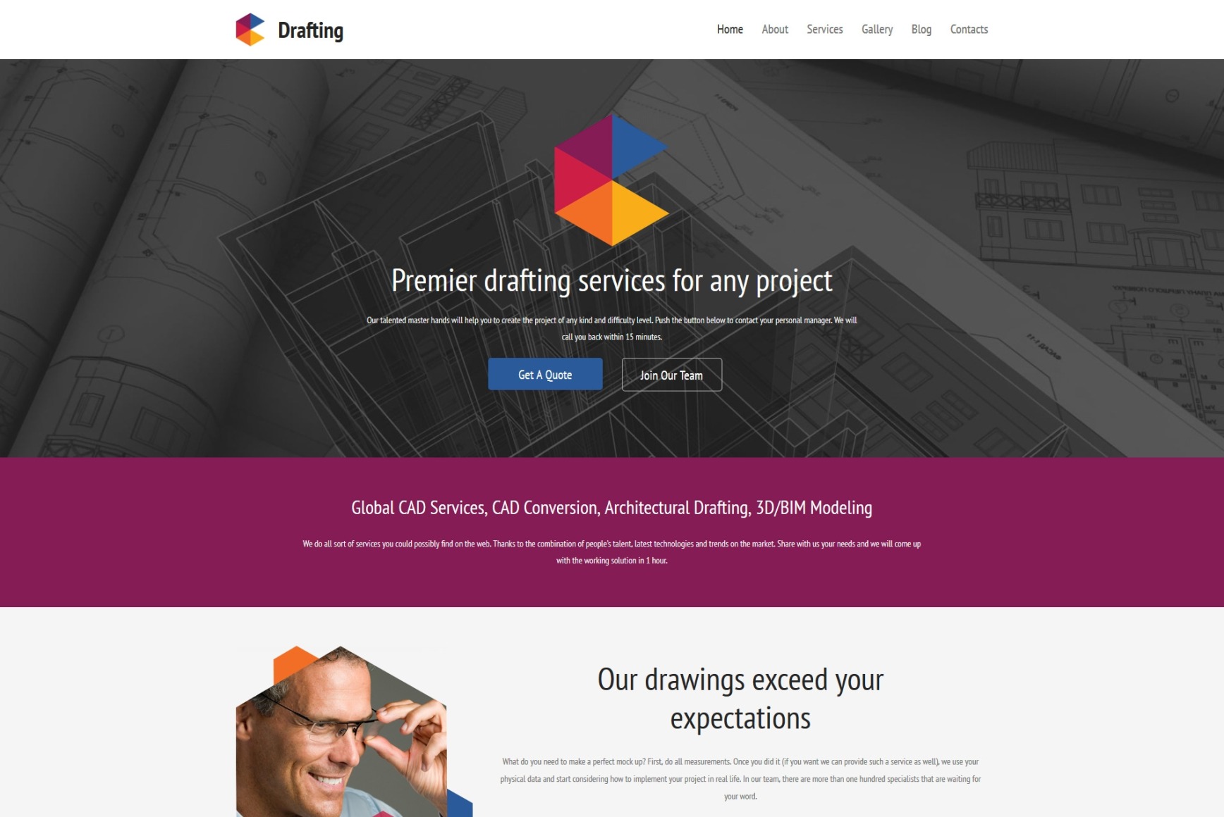 Drafting Website Template for Architecture Business - MotoCMS