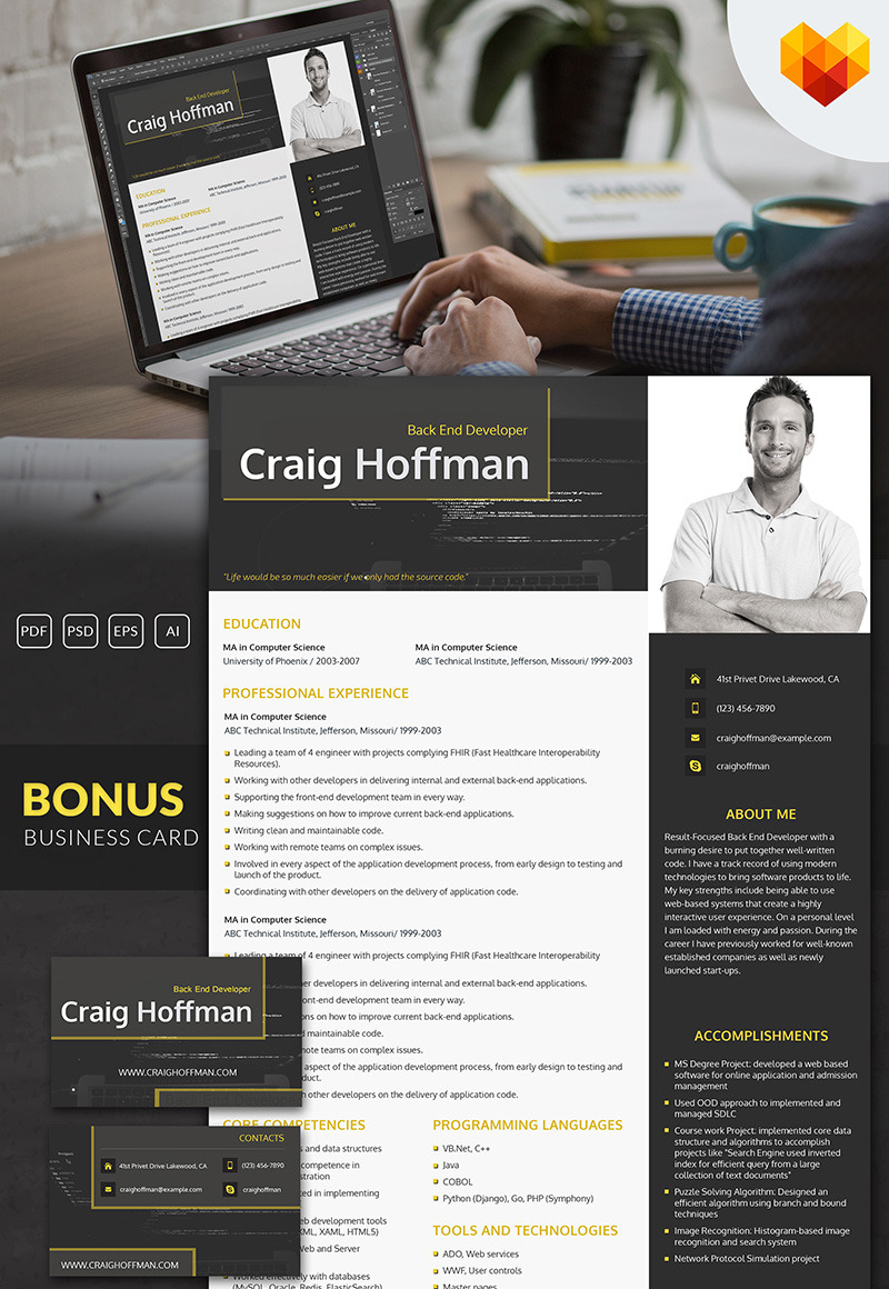 Back-End Developer Resume Template - MotoCMS