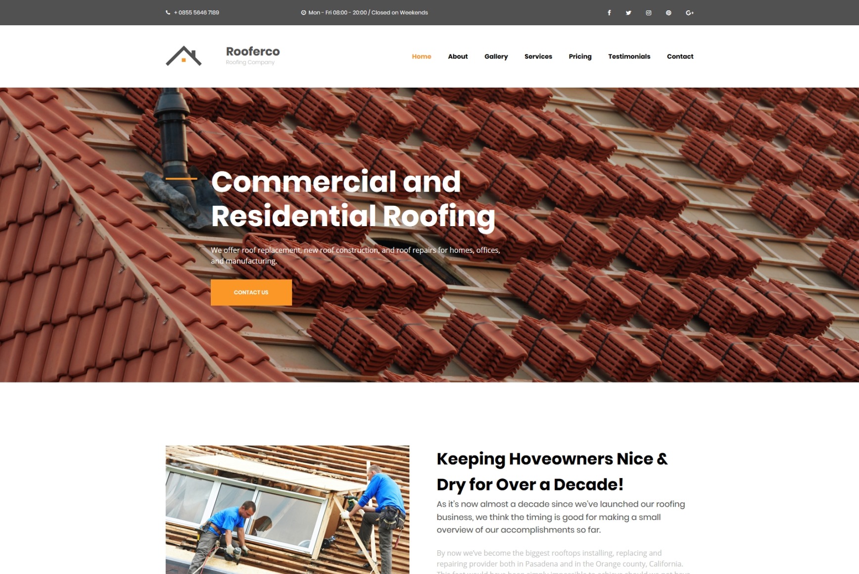 Roofing Website Design for Roof Service Companies - MotoCMS